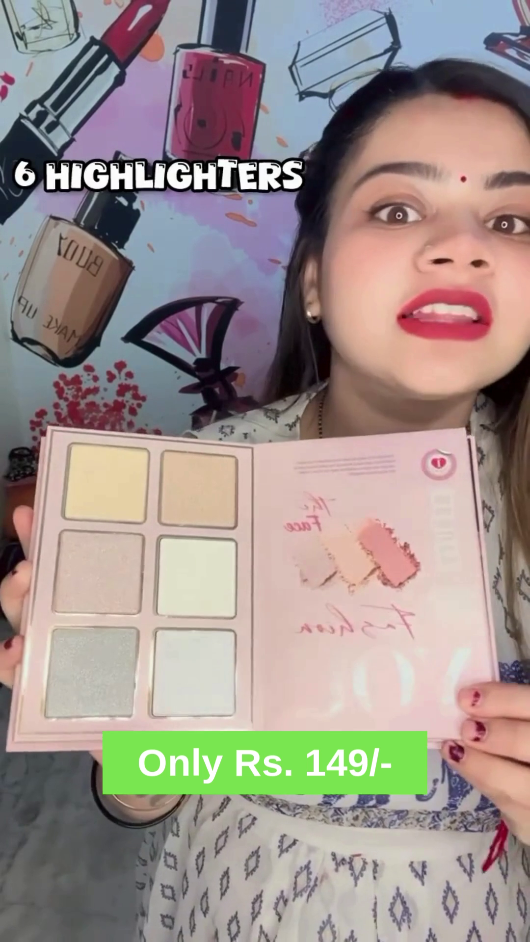 Versatile All-in-One Makeup Palette Featuring 6 Highlighters, 12 ...